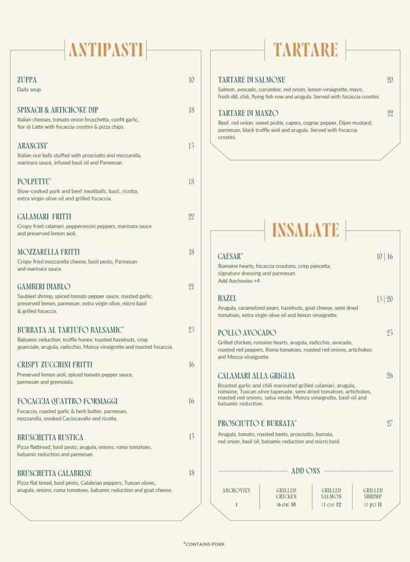 Gastro Menu Monza: Pasta, Pizzas & Italian Flavors