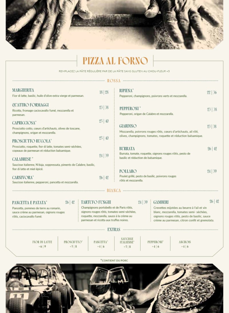 Menu Monza: Pâtes, Pizzas & Saveurs Italiennes
